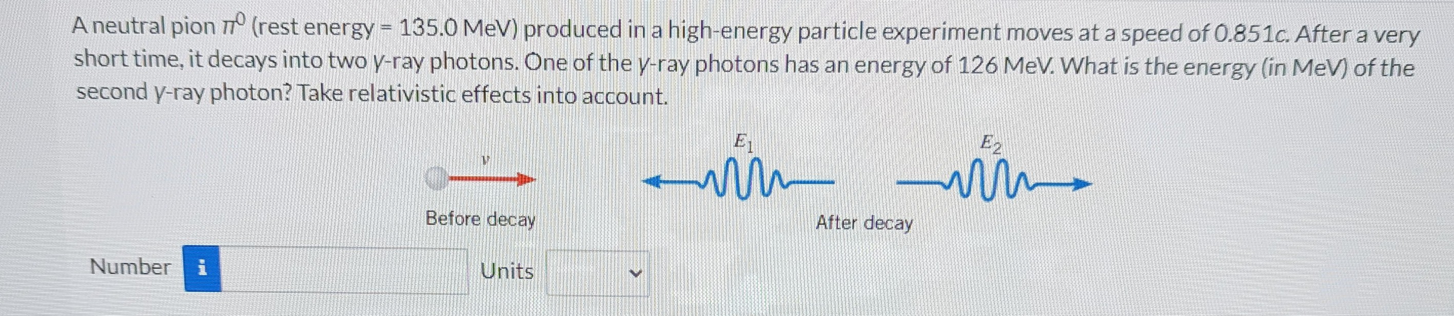 Solved A neutral pion π0 (rest energy =135.0MeV ) produced | Chegg.com