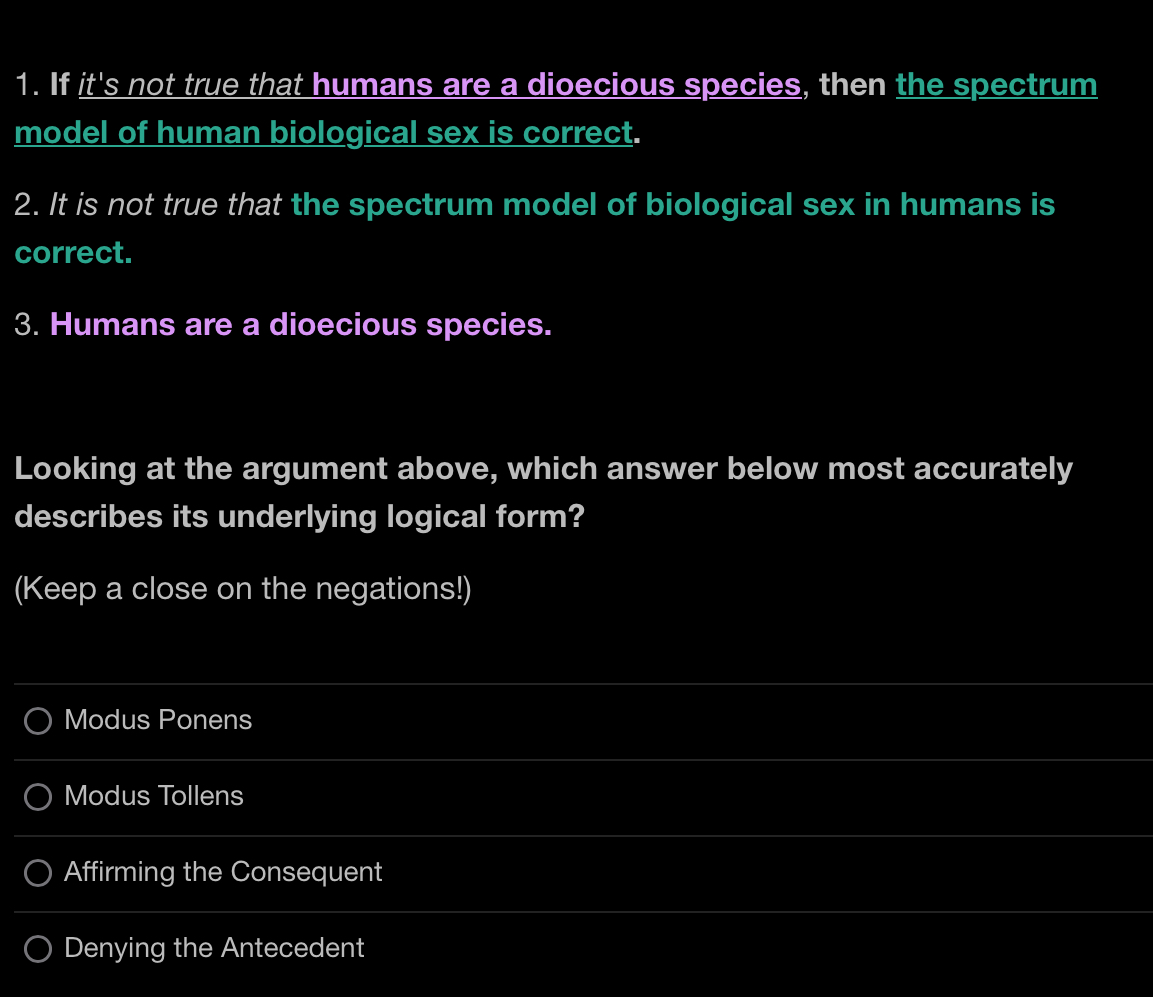 If it's not true that humans are a dioecious species, | Chegg.com