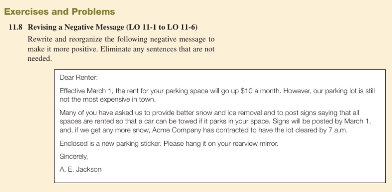 Please help write this letterExercise 11.8 Revising a | Chegg.com