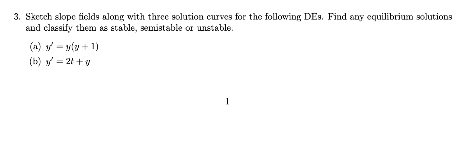 Solved 3. Sketch slope fields along with three solution | Chegg.com