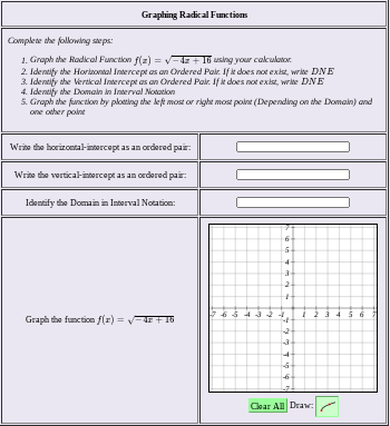 Solved Graphing Radical Functions Complete the following | Chegg.com