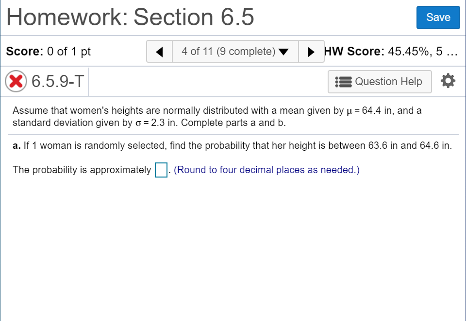 Solved Homework Section 6 5 Save Score 0 Of 1 Pt 4 4 Of 11