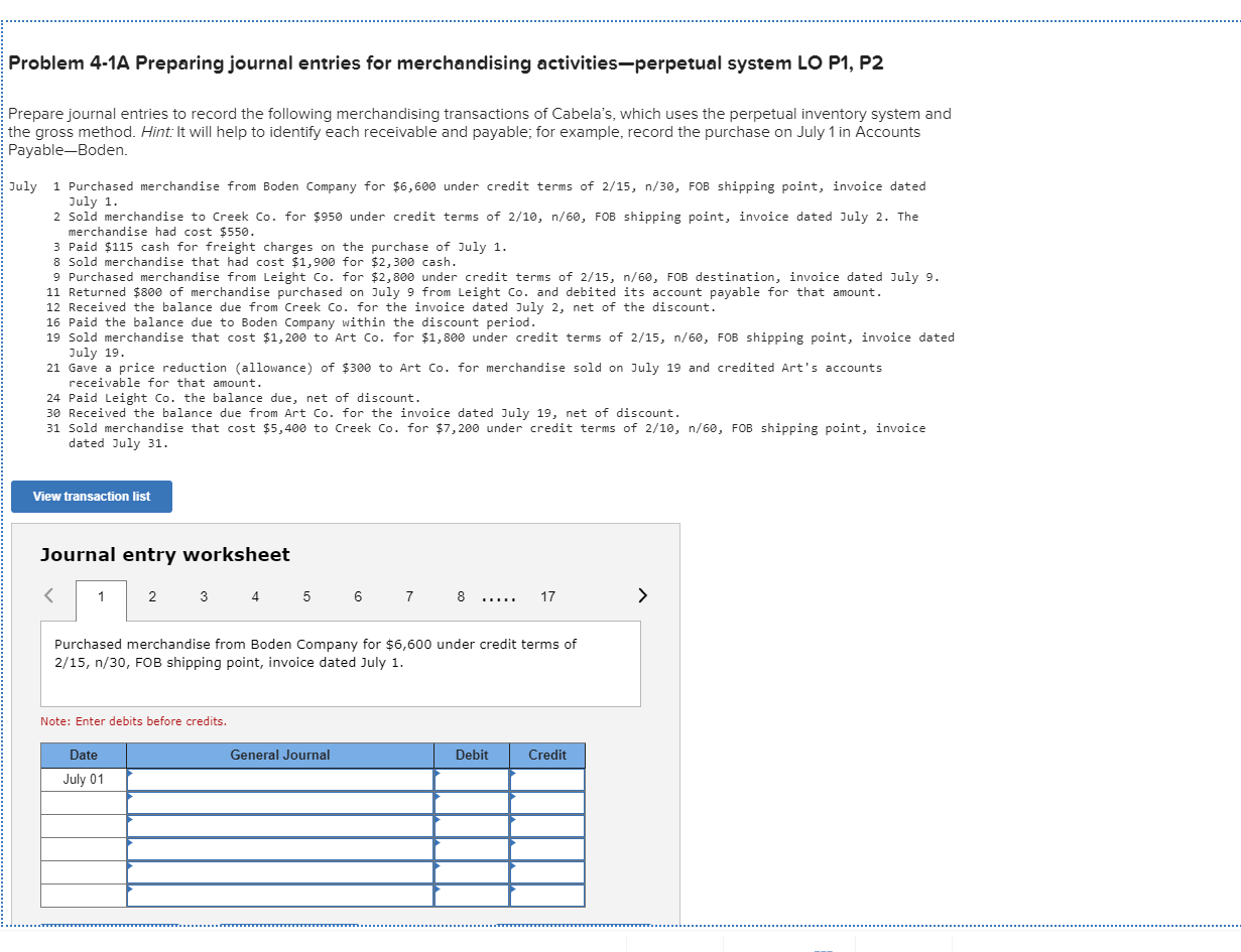Solved Problem 4-1A Preparing journal entries for | Chegg.com