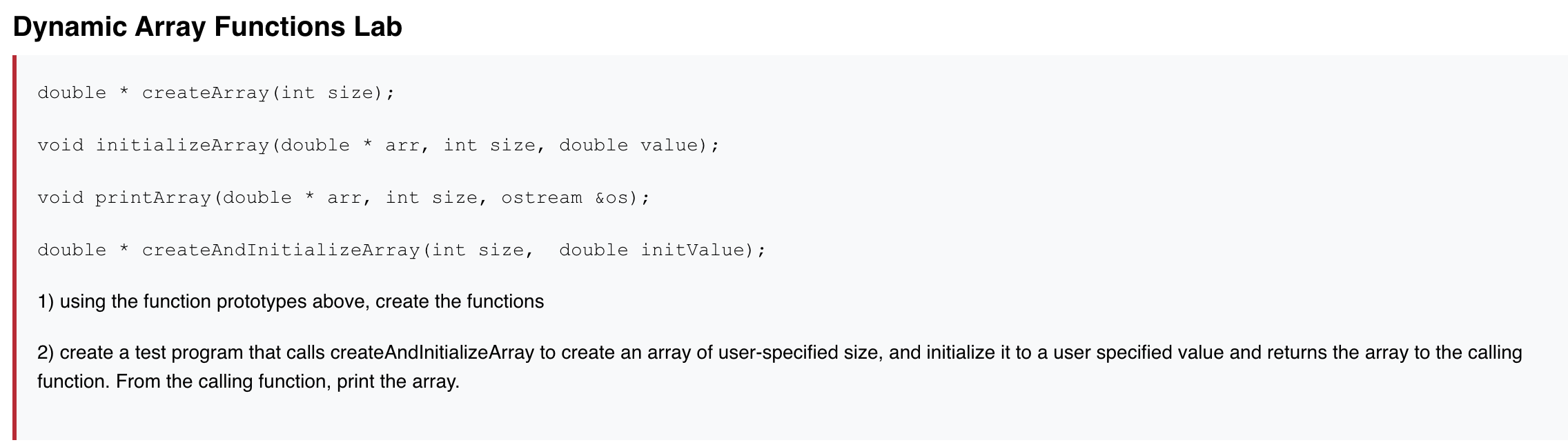 Solved Dynamic Array Functions Lab Double Createarray Int 8664