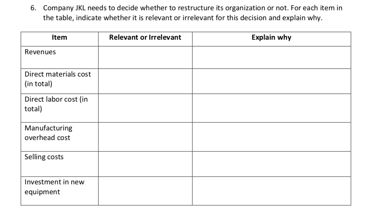 Solved Company JKL is considering a plan to restructure its | Chegg.com