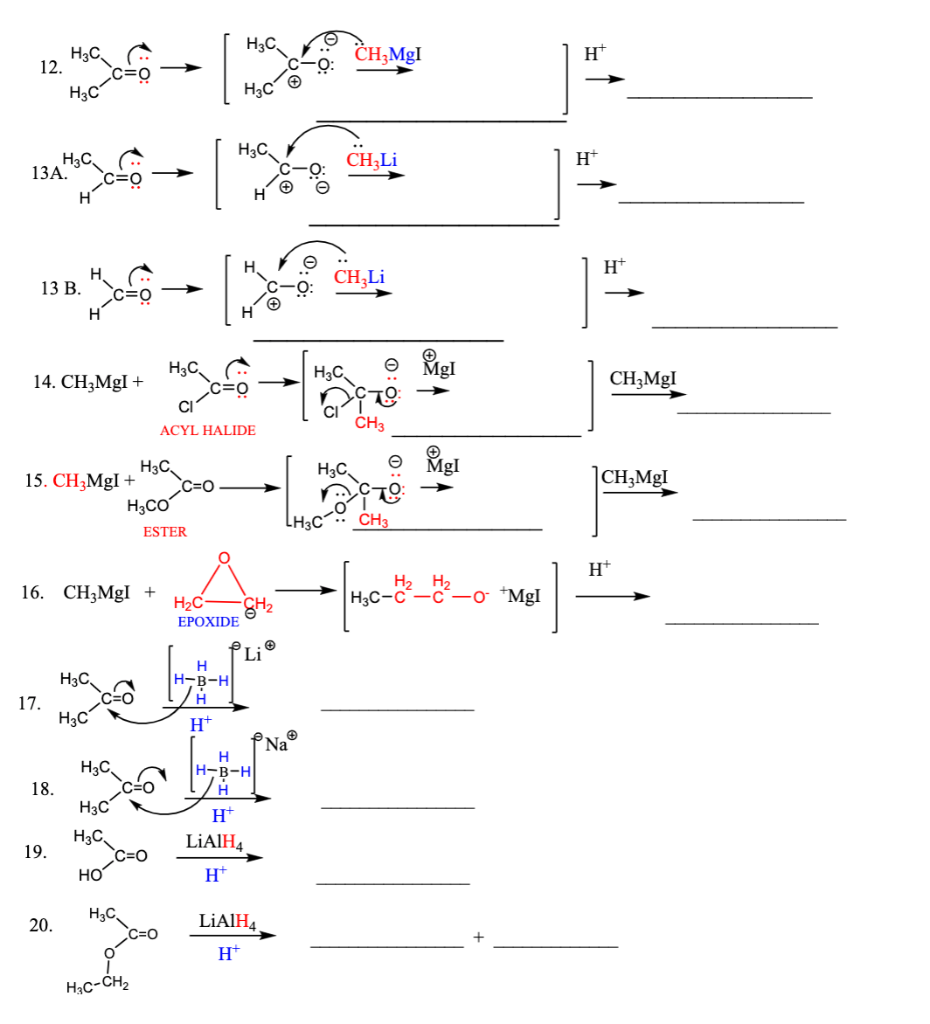 Solved CH,MgI H ="6-1 H3C CO: H3C H3C H3C CHELI Η H 13A C=0 | Chegg.com