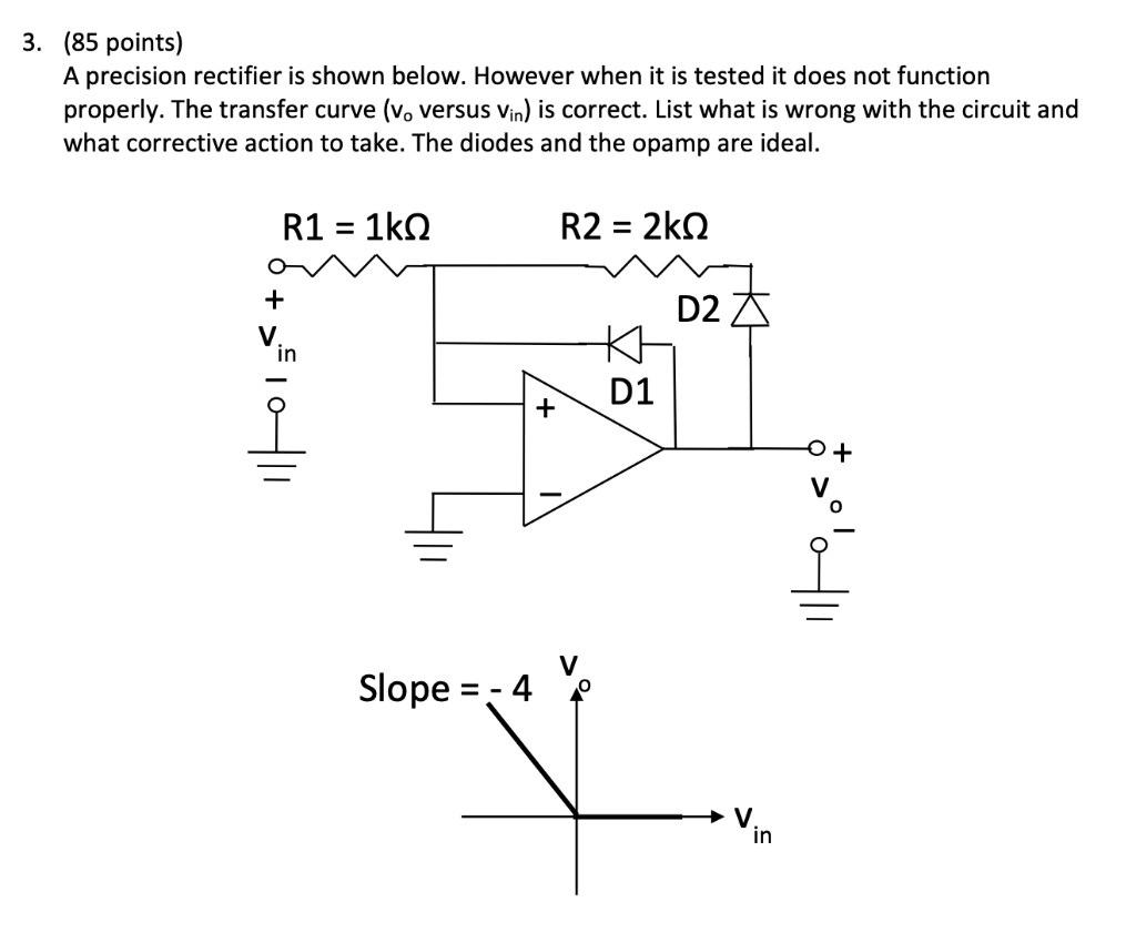 Solved 3. (85 points) A precision rectifier is shown below. | Chegg.com