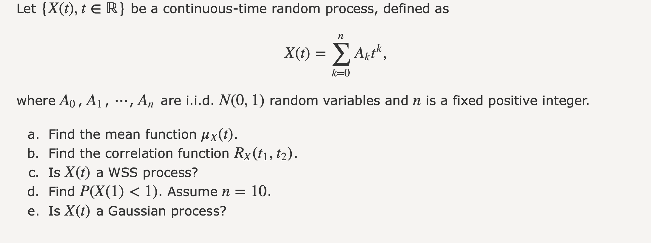 Solved Let {X(t), t E R} be a continuous-time random | Chegg.com