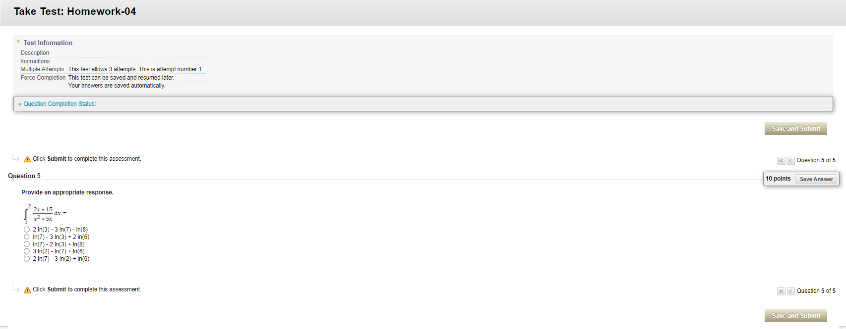 Solved Test Information Description Instructions Multiple | Chegg.com