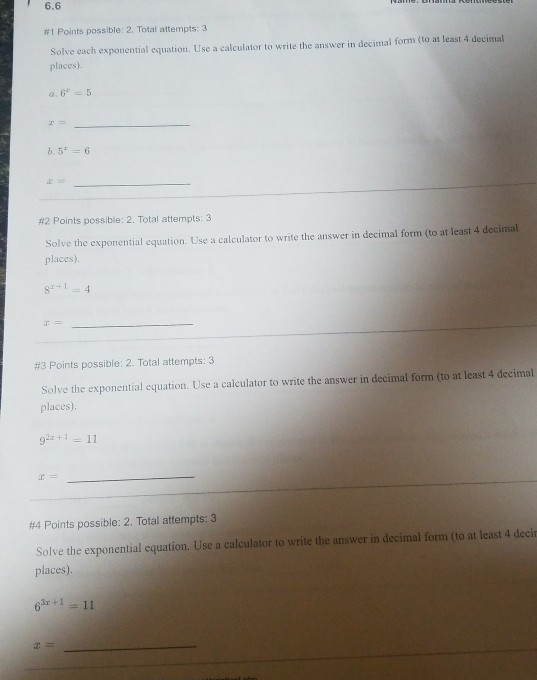 Solved 6.6 #1 Points possible: 2, Total attempts: 3 Solve | Chegg.com