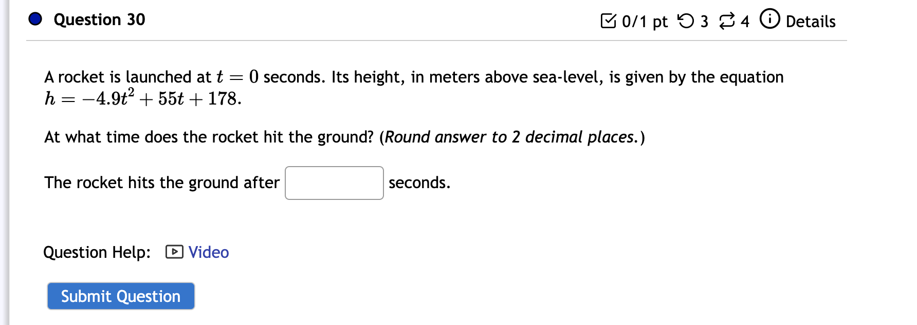 [solved] A Rocket Is Launched At T 0 Seconds Its Height