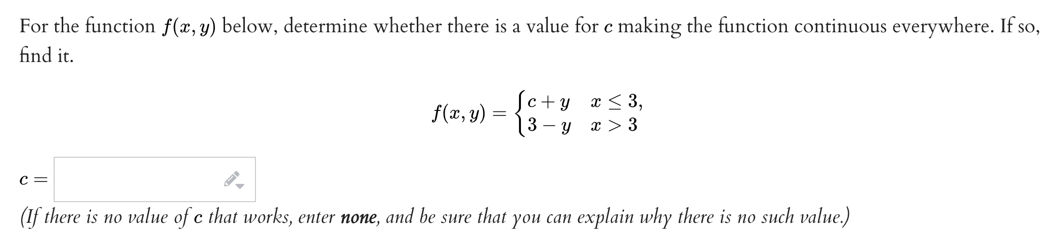 Solved For the function f(x,y) below, determine whether | Chegg.com