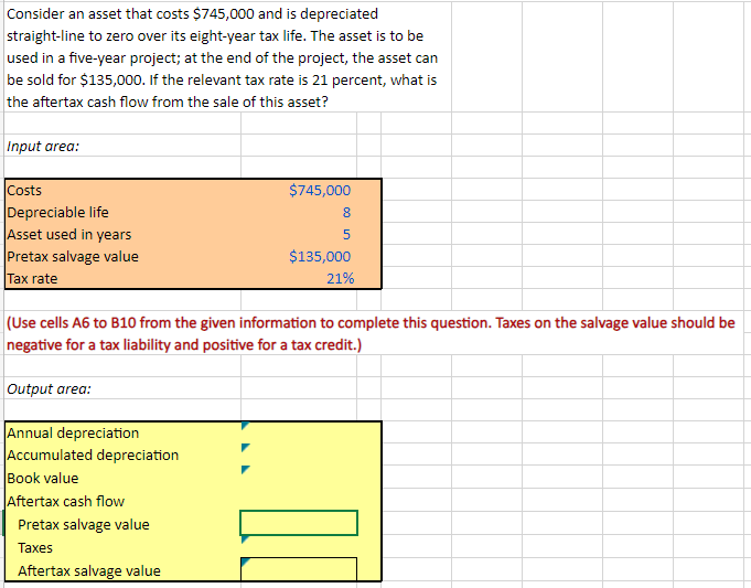 Solved (Use cells A6 to B10 from the given information to | Chegg.com