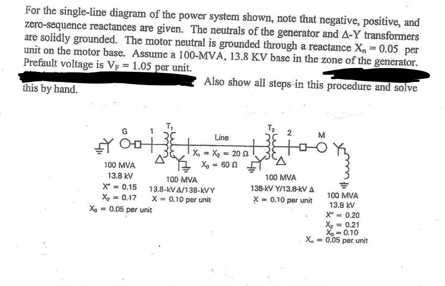 Solved For the single-line diagram of the power system | Chegg.com