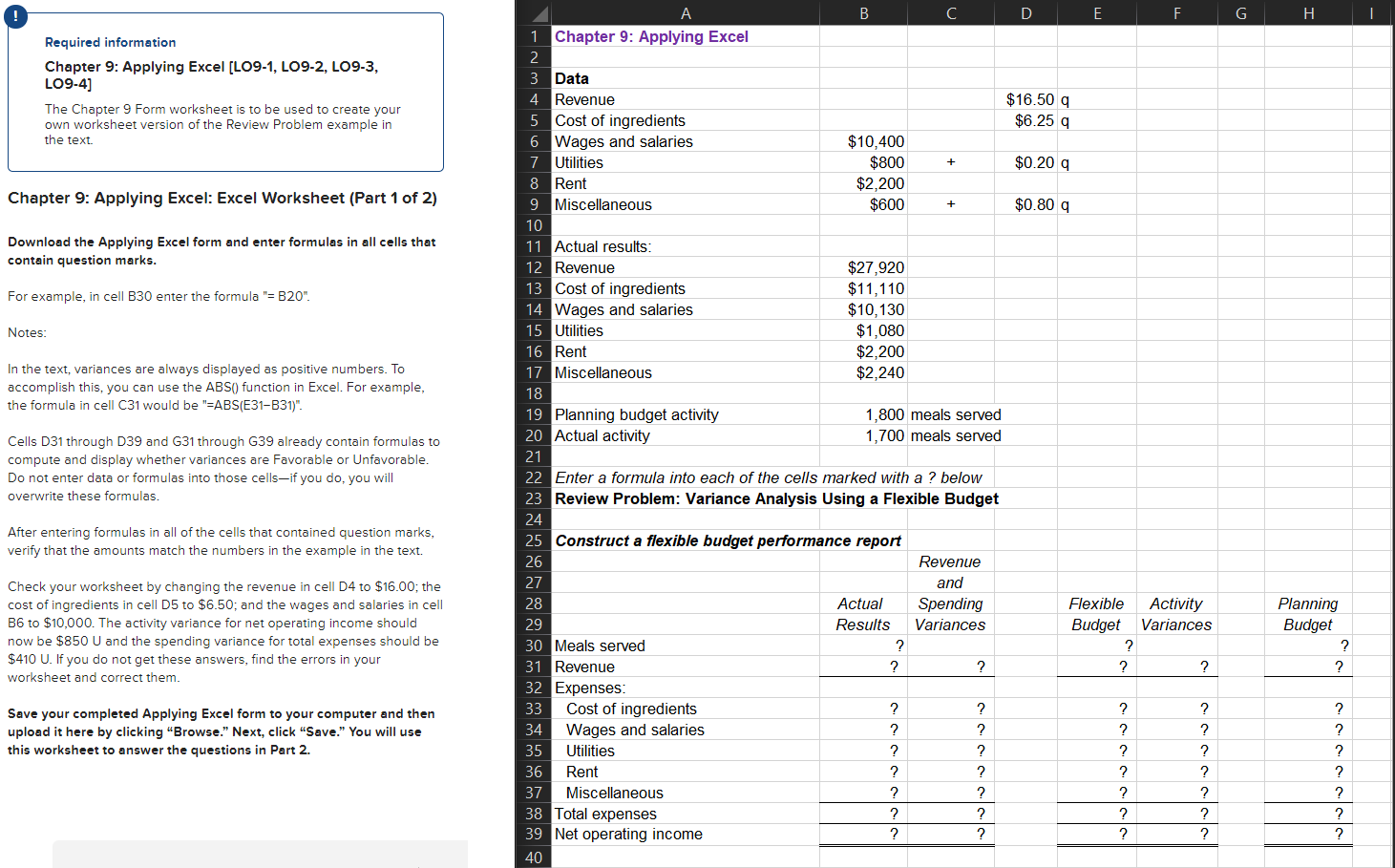 Solved F G H Required information Chapter 9: Applying Excel | Chegg.com