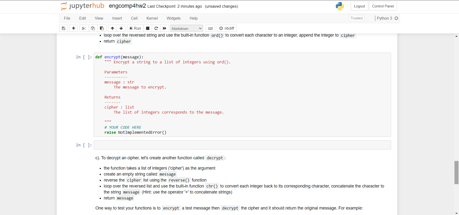 Solved jupyterhub engcomp4hw2 Last Checkpoint 2 hours ago | Chegg.com