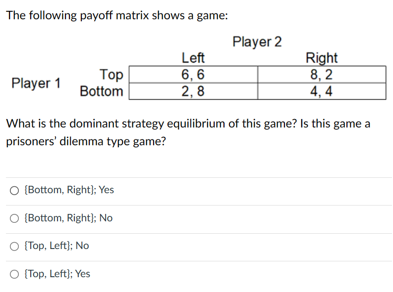 Solved The following payoff matrix shows a game: What is the | Chegg.com