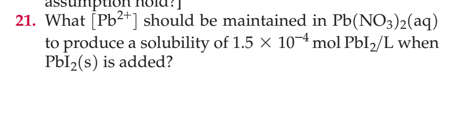 Solved 21. What [Pb2+] should be maintained in Pb(NO3)2(aq) | Chegg.com