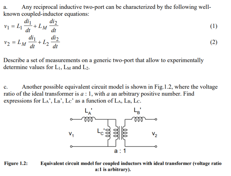 Solved a. Any reciprocal inductive two-port can be | Chegg.com