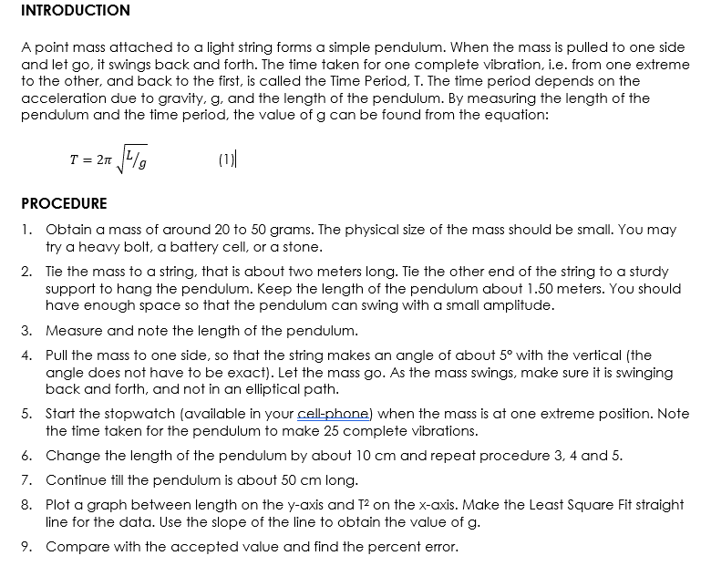 Solved INTRODUCTION A point mass attached to a light string | Chegg.com