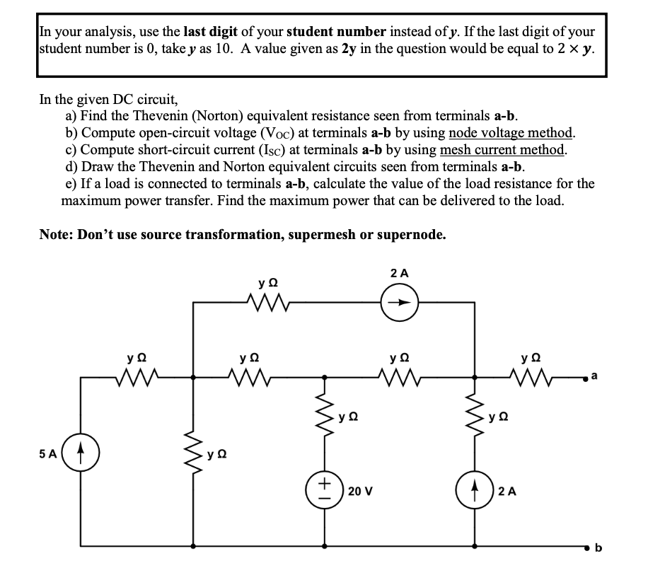 Solved y = 9, 2y = 18 ﻿In the given DC circuit, a) ﻿Find the | Chegg.com