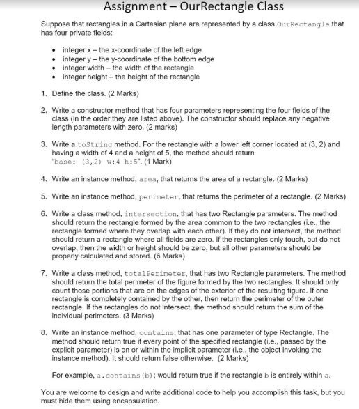 Solved Assignment - OurRectangle Class Suppose that | Chegg.com