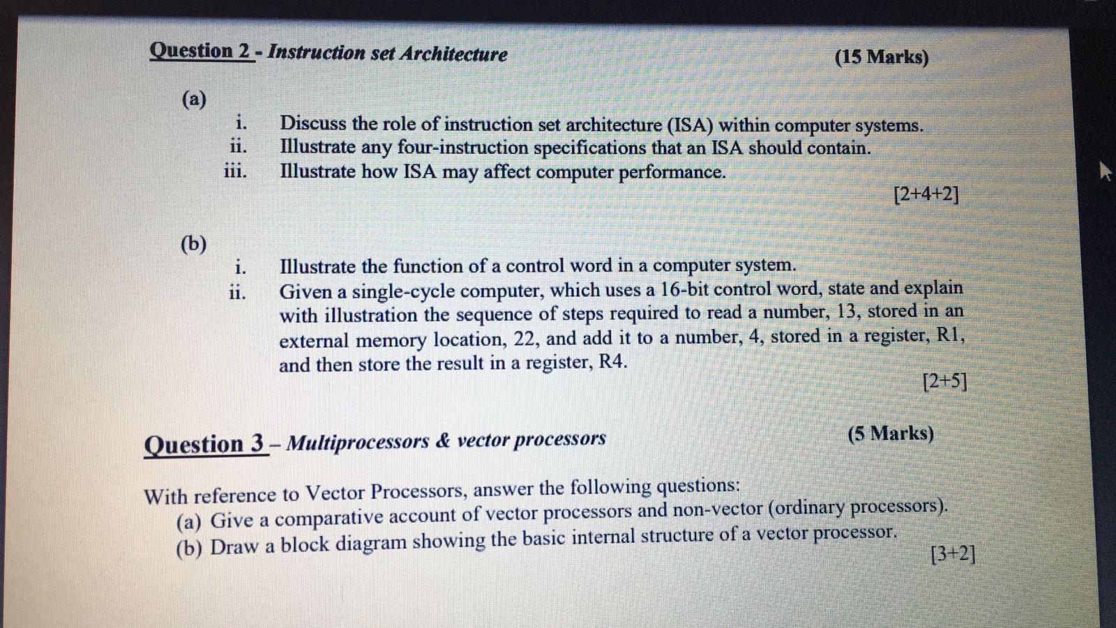 Question 2 - Instruction set Architecture (15 Marks) | Chegg.com