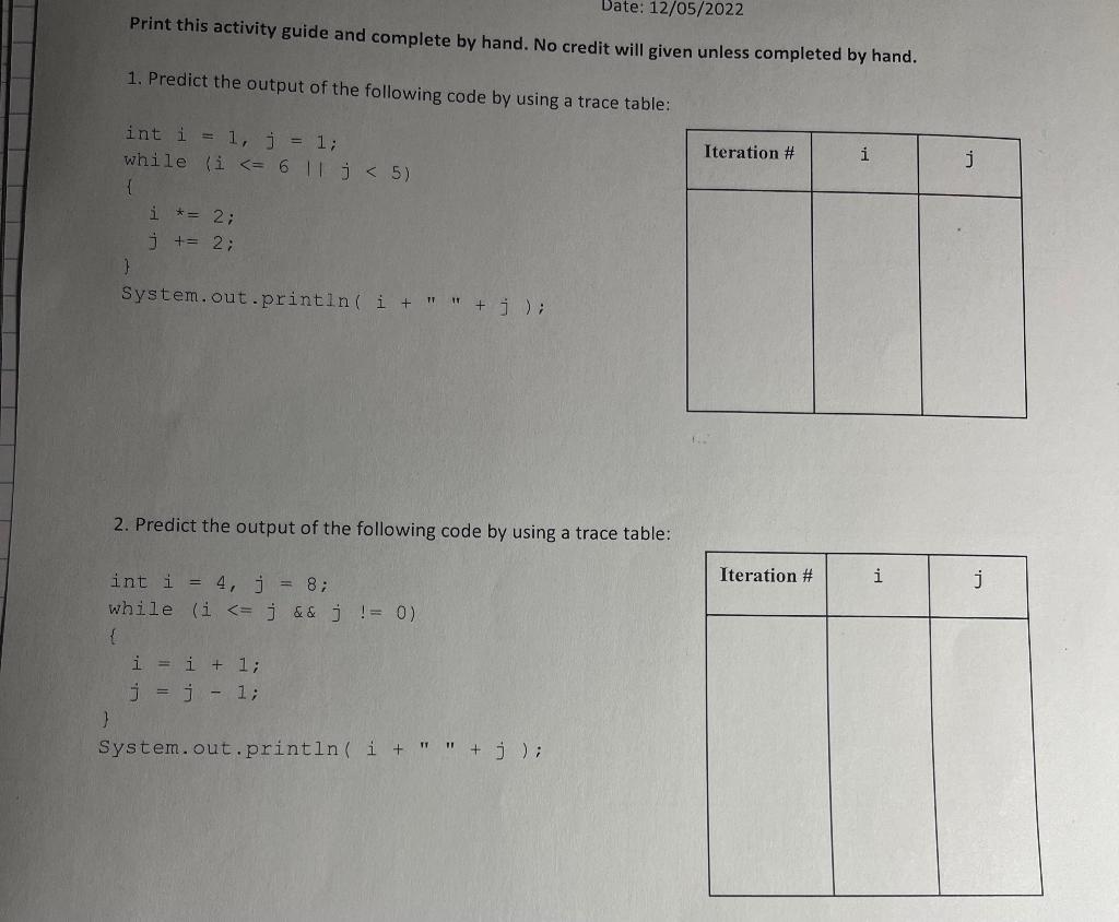 Solved Print this activity guide and complete by hand. No | Chegg.com