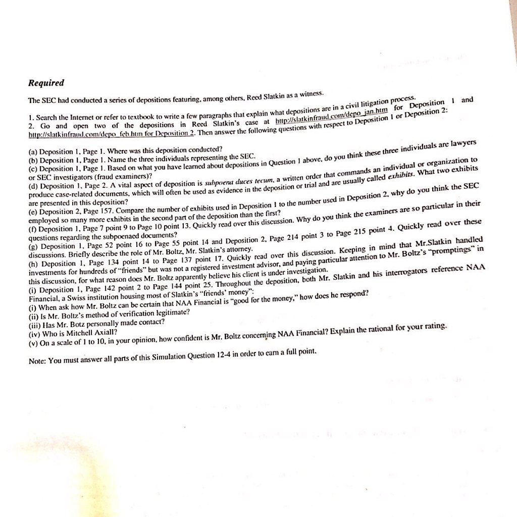 Required The SEC had conducted a series of | Chegg.com