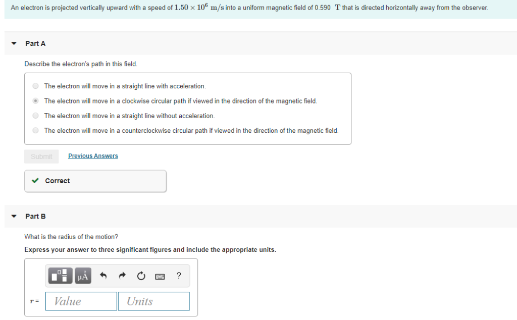 Solved An electron is projected vertically upward with a | Chegg.com