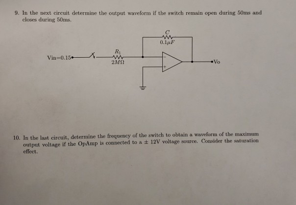 Solved 9. In the next circuit determine the output waveform | Chegg.com