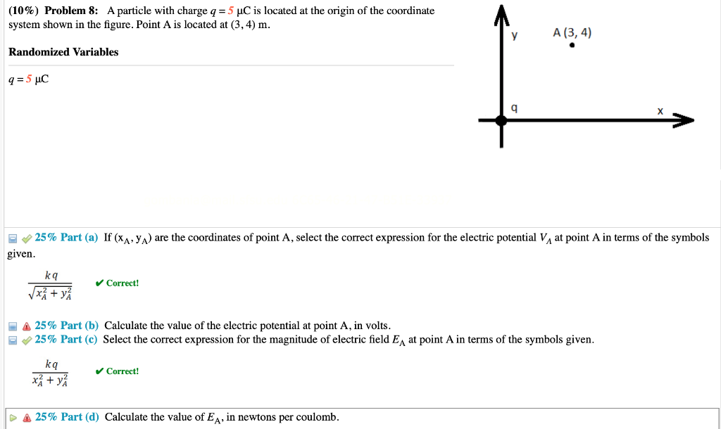 Solved (10\%) Problem 8: A particle with charge q=5μC is | Chegg.com