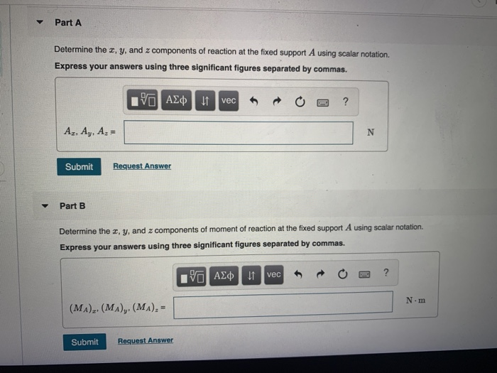 Solved Part A Determine The Z Y And Z Components Of