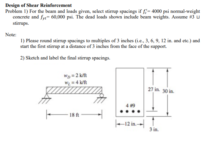 Solved Design of Shear Reinforcement Problem 1) For the beam | Chegg.com