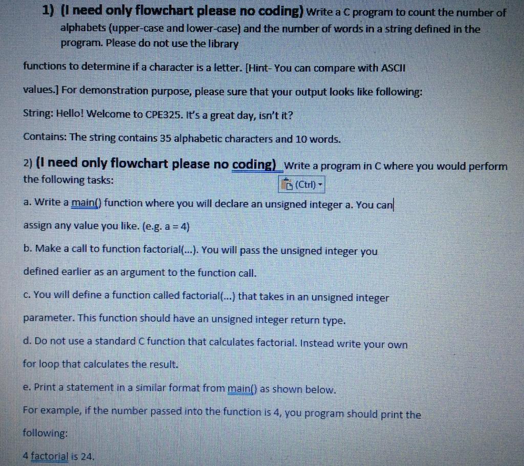 Solved 1) (I need only flowchart please no codine) Write a C | Chegg.com