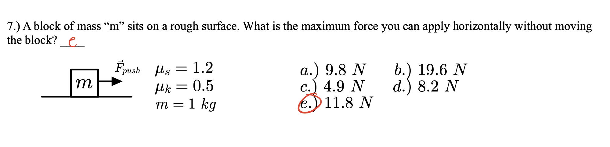 Solved A block of mass “m” sits on a rough surface. What is | Chegg.com