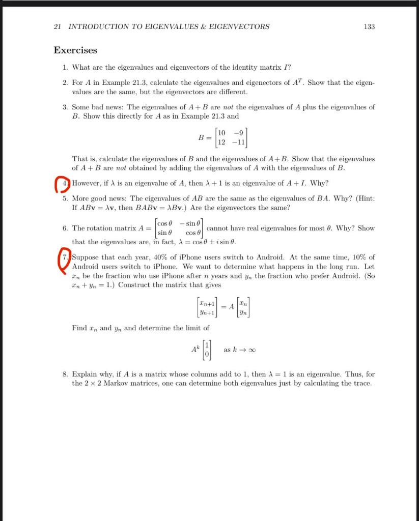 Solved 21 INTRODUCTION TO EIGENVALUES & EIGENVECTORS 133 | Chegg.com