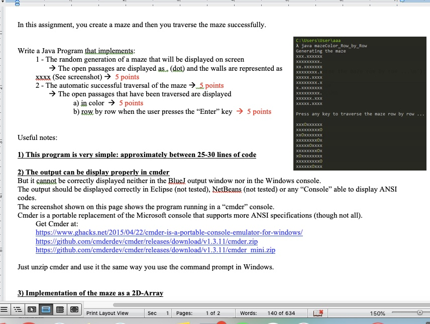 n this assignment, you create a maze and then you | Chegg.com