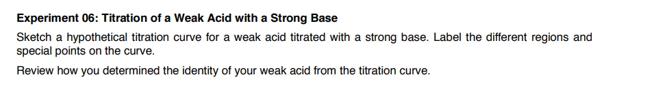 Solved Experiment 06: Titration of a Weak Acid with a Strong | Chegg.com