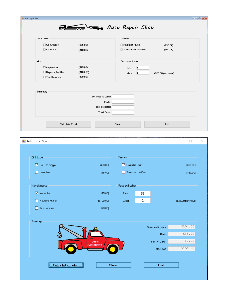 Solved Auto Repair Shop GUI in C#Please make sure to post | Chegg.com