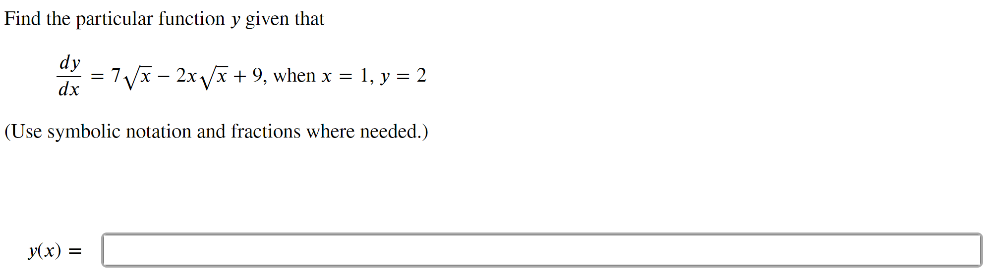 Solved Find the particular function y ﻿given | Chegg.com