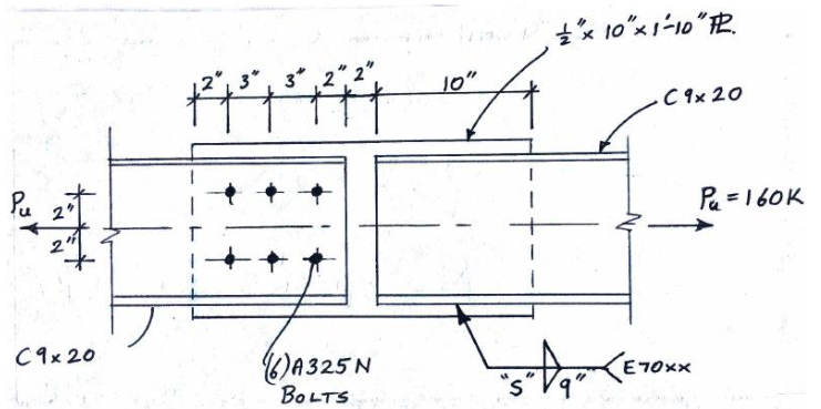 A C9x20 channel member is to be spliced using a ½” | Chegg.com