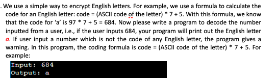 Solved We use a simple way to encrypt English letters. For | Chegg.com