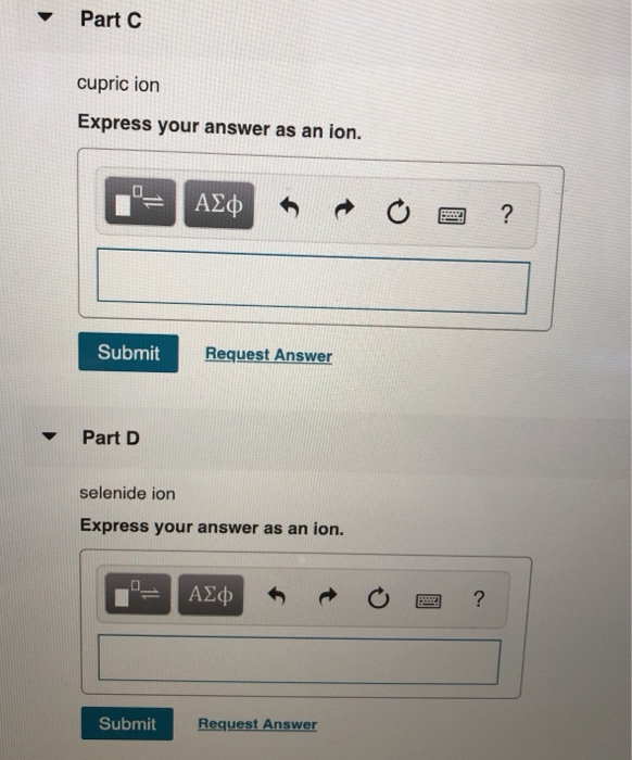 Solved PartA zinc(II) ion Express your answer as an ion. 2 | Chegg.com