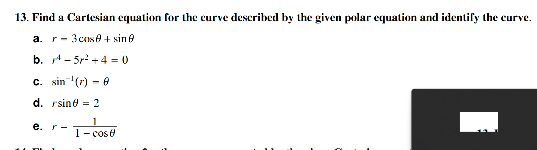 Solved 13. Find a Cartesian equation for the curve described | Chegg.com