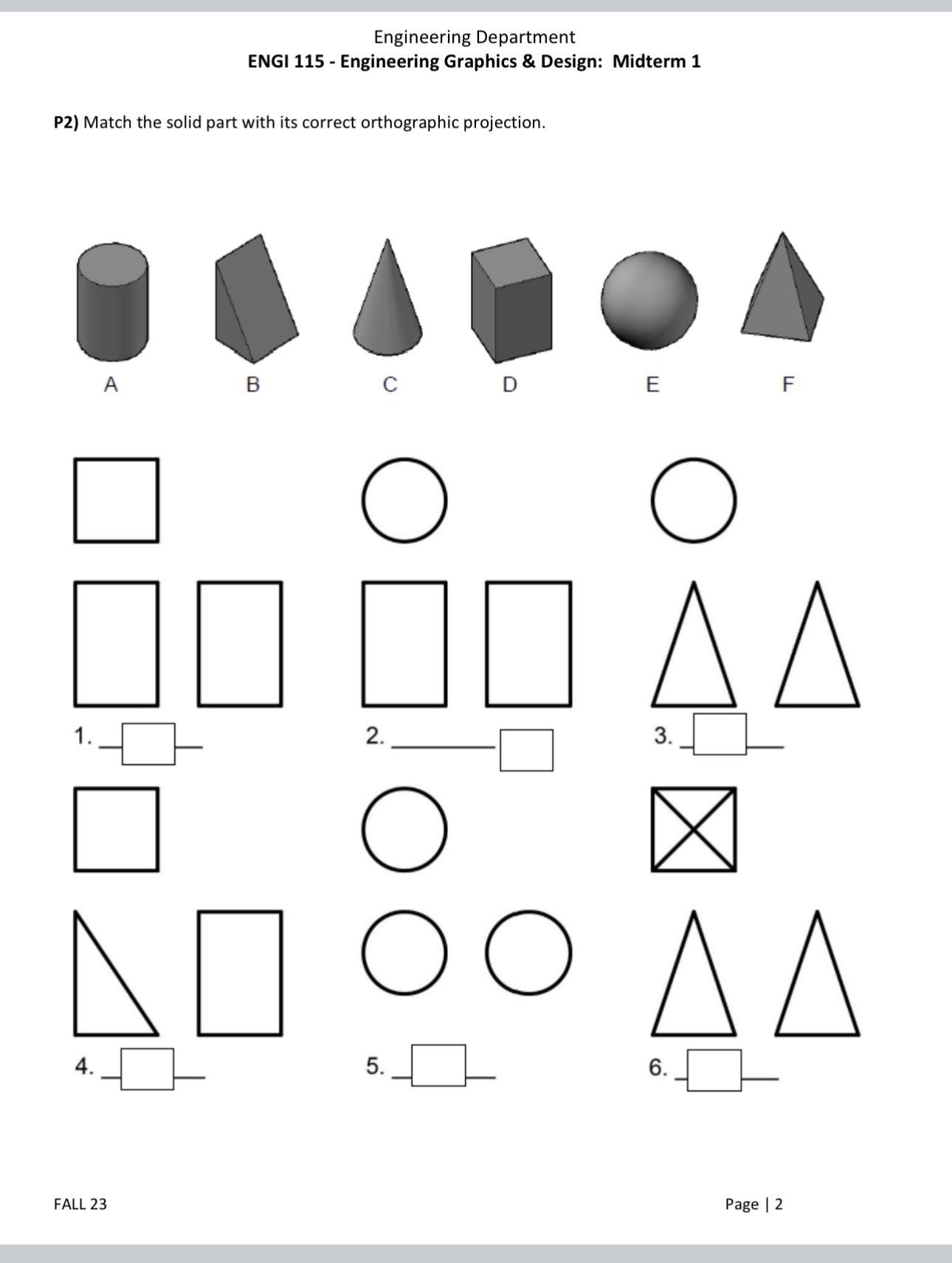Solved Engineering Department ENGI 115 - Engineering | Chegg.com