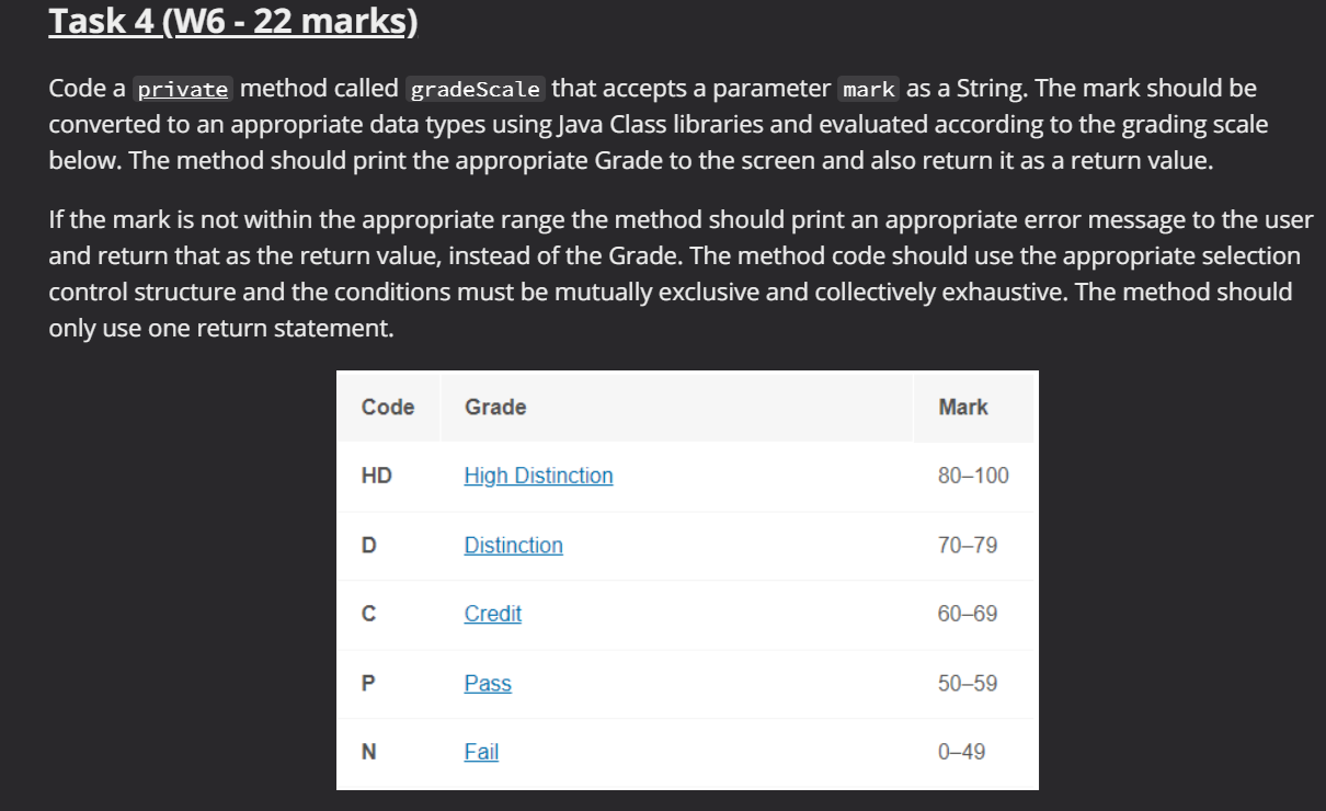 Solved Task 4 (W6 - 22 marks) Code a private method called | Chegg.com