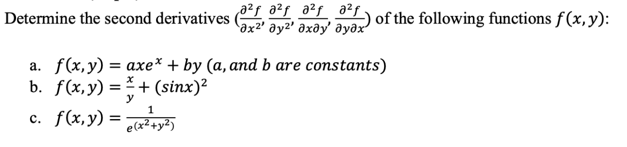 Solved Determine the second derivatives | Chegg.com