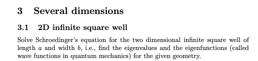 Solved 3 Several dimensions 3.1 2D infinite square well | Chegg.com
