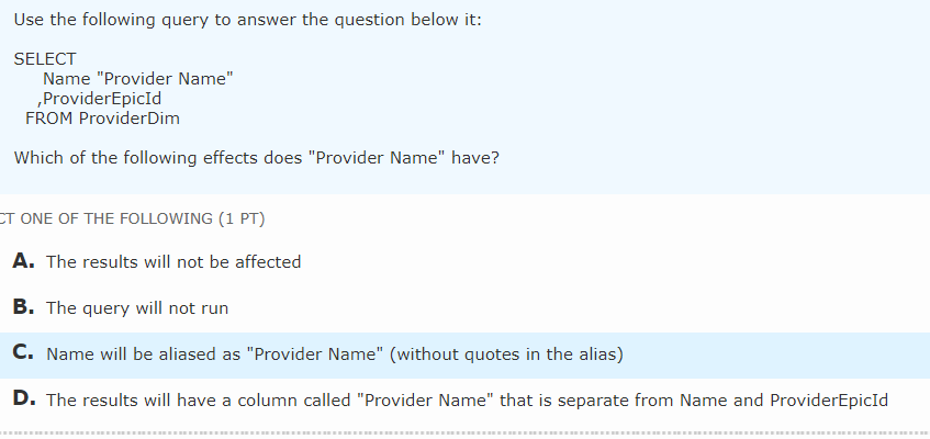 Solved Use to following query to answer the question below | Chegg.com